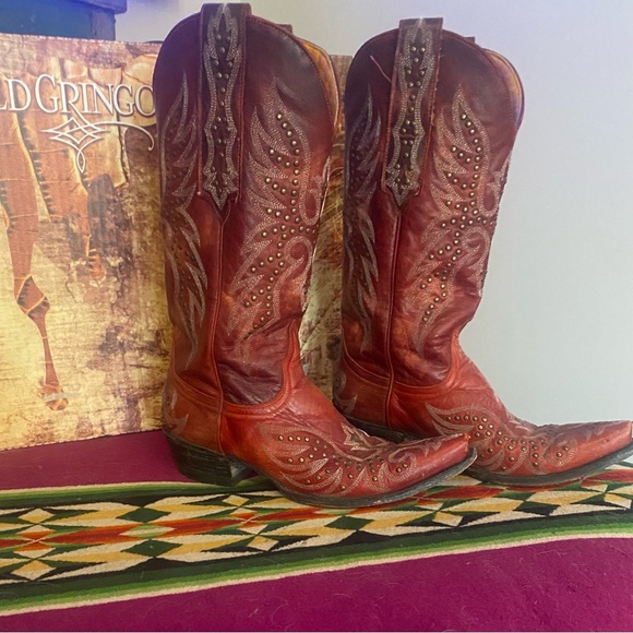 Old Gringo | Shoes | Rare Old Gringo Red With Silver Stitching Studs ...